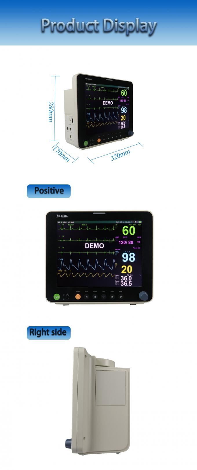12.1 Inch Colorful Multiparameter Patient Monitor High Resolution TFT ...