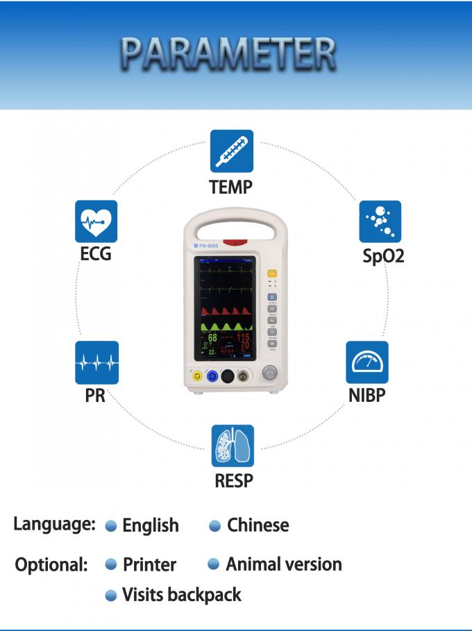 Ambulance Portable Patient Monitor With ECG Cable Spo2 Sensor NIBP Cuff