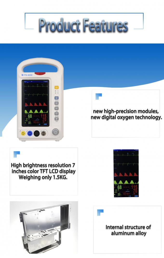 NIBP Portable Multiparameter Monitor 7 Inches Ambulance Vital Signs Monitor