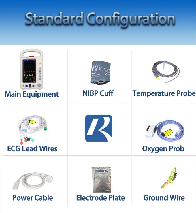 Ambulance Portable Patient Monitor With ECG Cable Spo2 Sensor NIBP Cuff