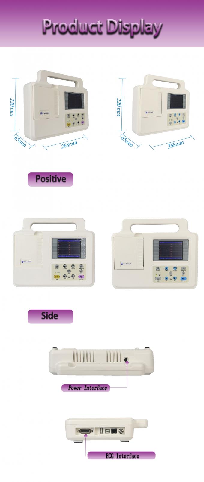 12 Channel ECG Waveforms Portable Medical ECG Machine 3.5 Inch ECG ...