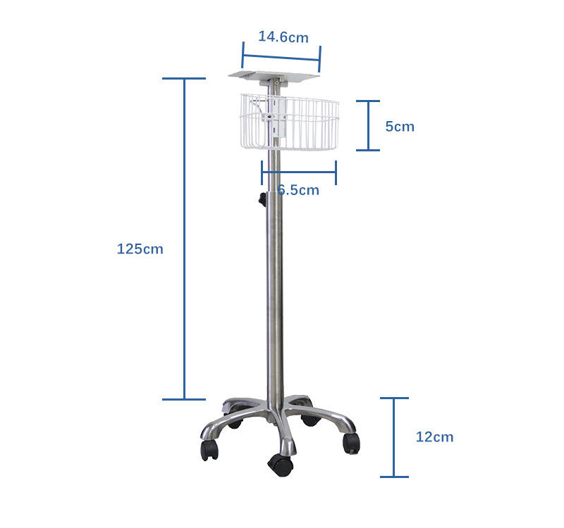 Packing Size 69cm L X 21cm W X 46cm H Patient Monitor Trolley with ...