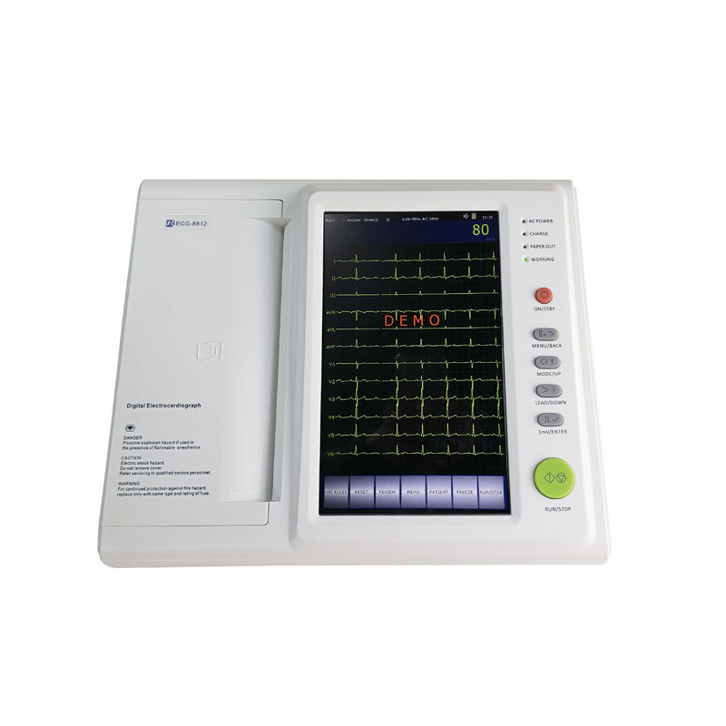 Medical 12 Lead Portable 10 Inch Touch Screen 6 Channel Support Ecg Monitor