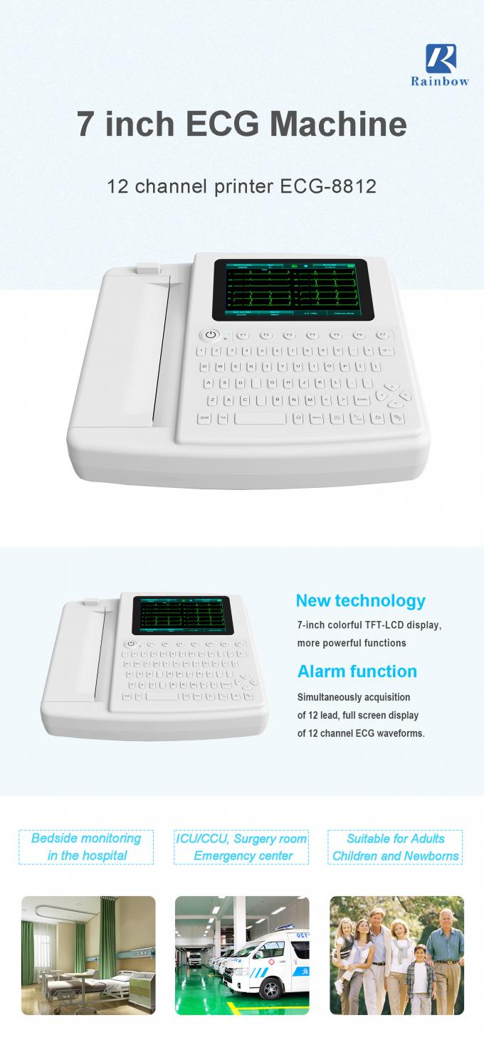Medical Instrument Printer ECG Machine 12 Channels ISO Certificated